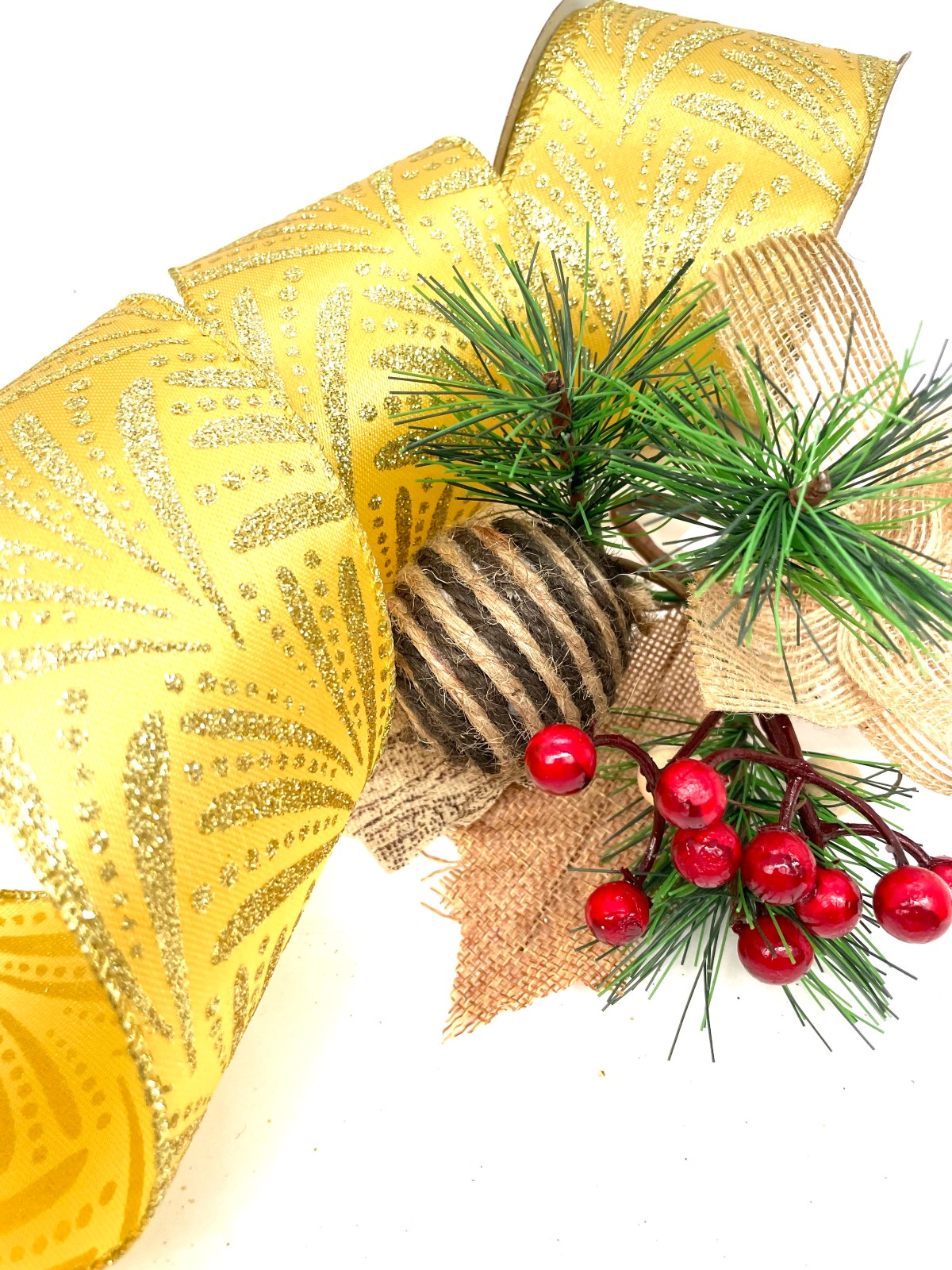 eladorno.cinta.navidad.fina.explosion.dorado | El Adorno Mercería